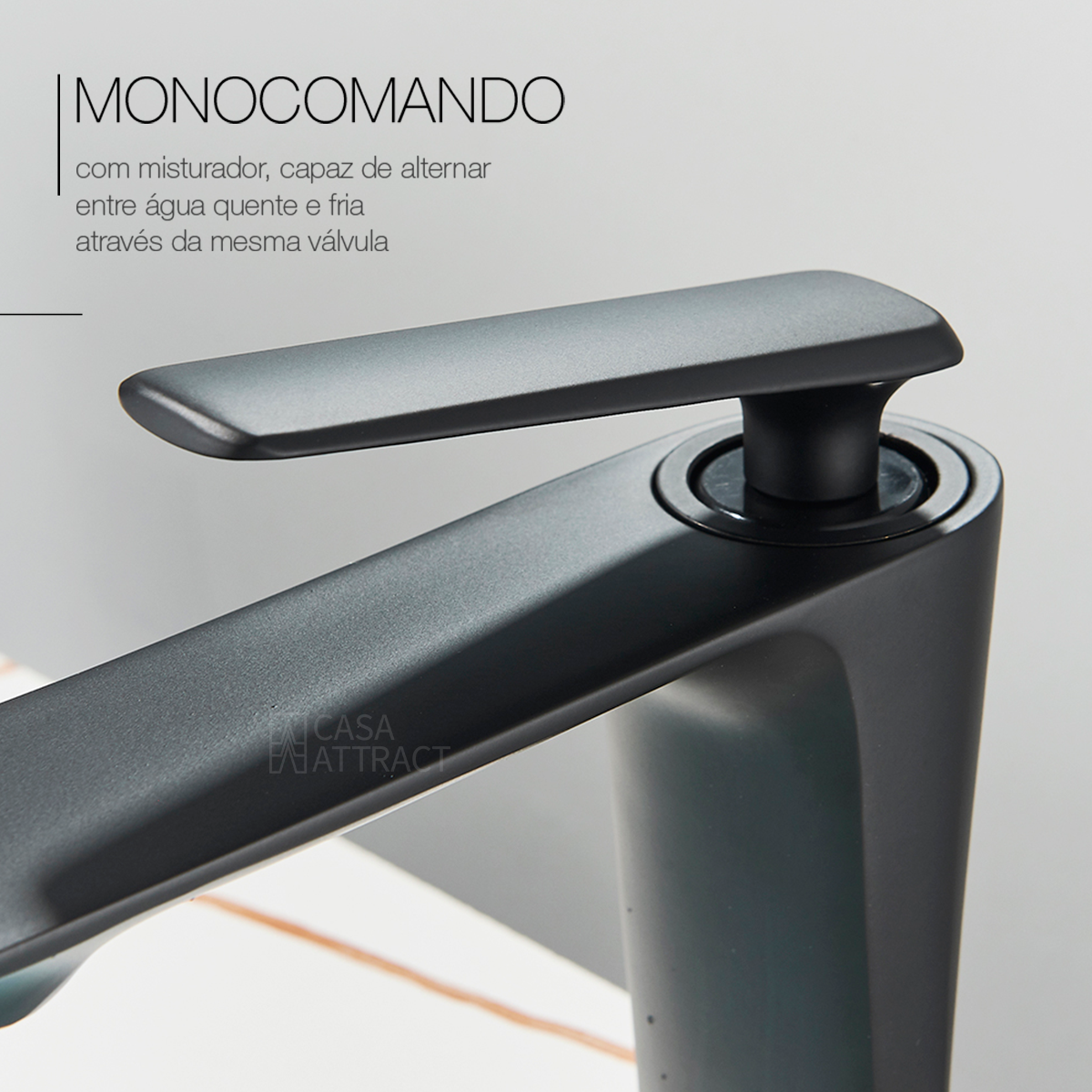 Torneira Com Misturador Para Banheiro 18cm Cobre Preta Baixa