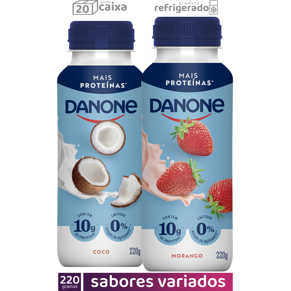 20 Danone Mais 10g Proteínas Líquido 220g Sabores Variados - Frete ...