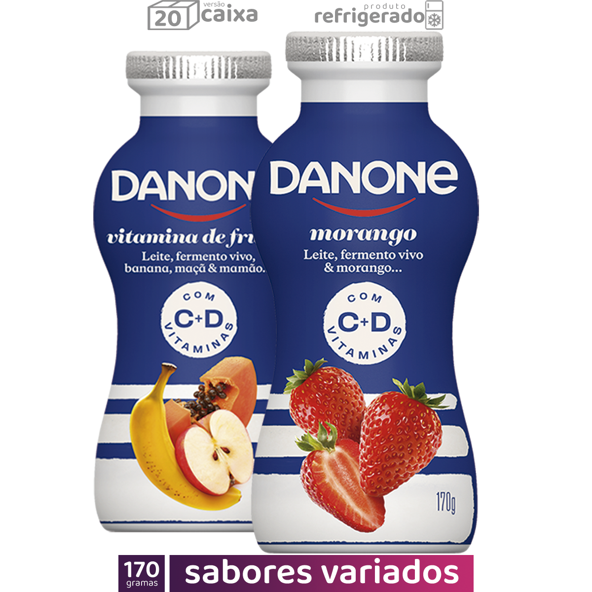 20 Danone Líquido 170g Sabores Variados (CAIXA) - Frete grátis + descontos cumulativos