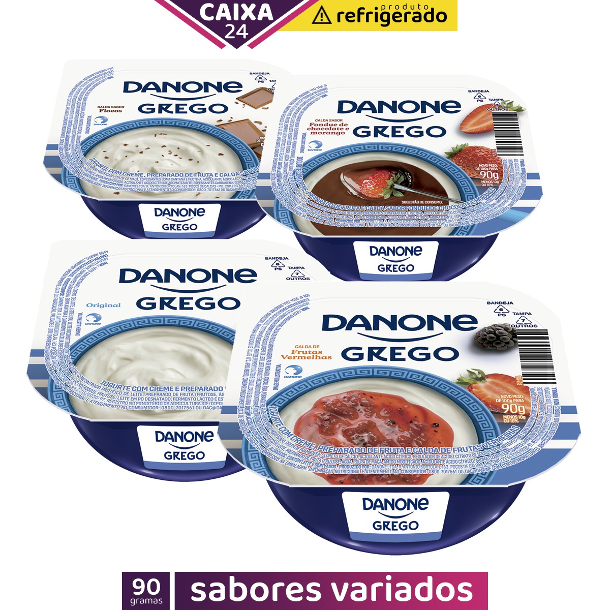Danone Grego 90g Sabores Variados (caixa 24 unidades) - Frete grátis ...