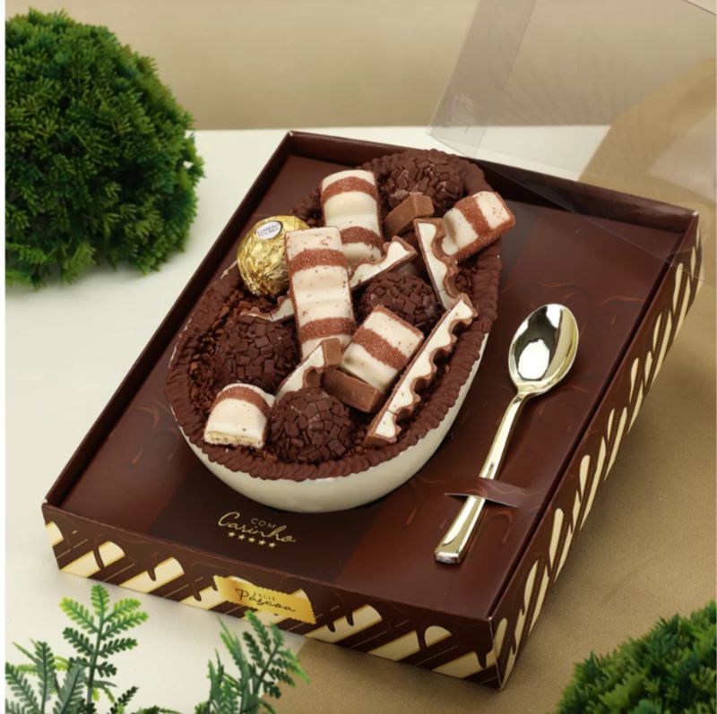 10 Caixas P/ Ovo De Colher Ajustável 250-350-500gr 3704 CHOCOLATE ...