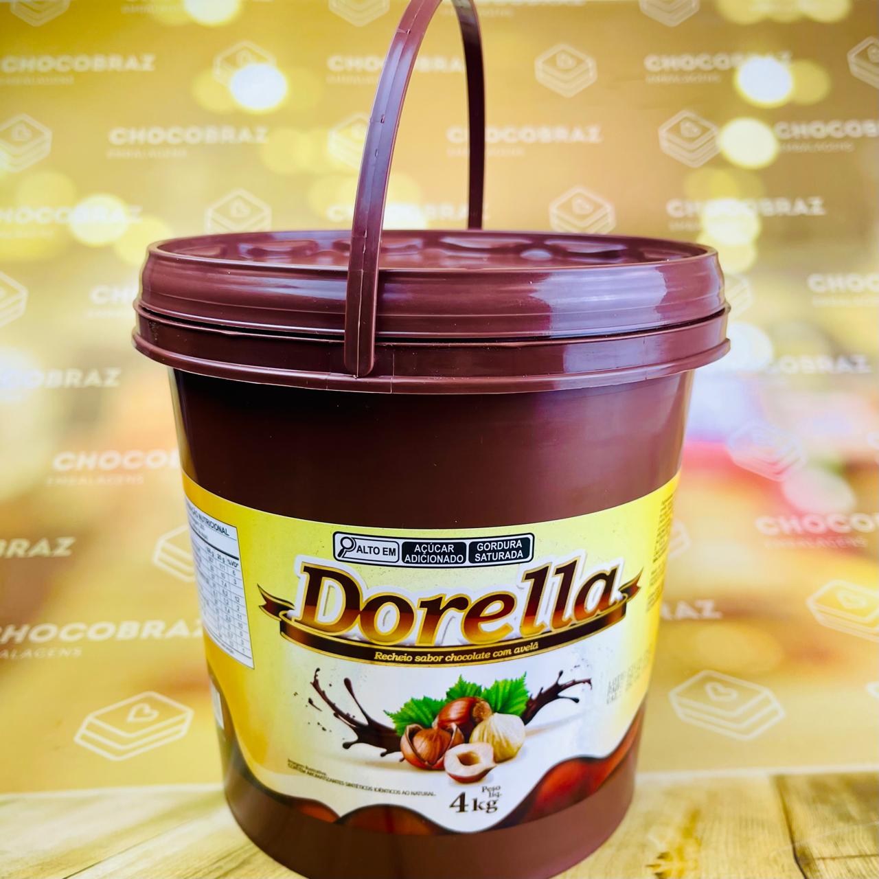 Balde 4 kg de Recheio de Chocolate com Avelã DORELLA - D4857 (DOREMUS) - Chocobraz Embalagens