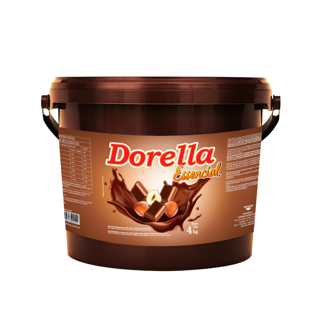 Balde 4 kg de Recheio de Chocolate com Avelã DORELLA ESSENCIAL - D4858 (DOREMUS) - Chocobraz ...