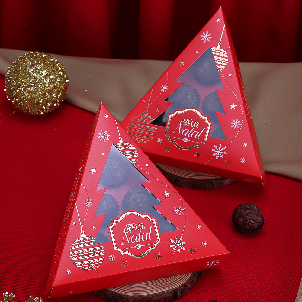 10 Caixa P/ Doces Natal Pinheirinho Com Visor Luz 4376 (JANGO NATAL ...