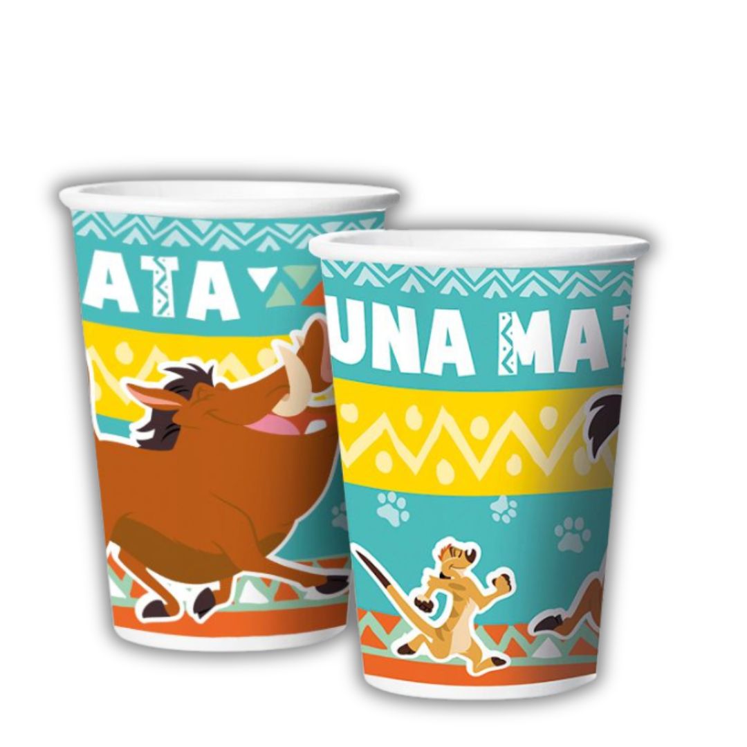 Kit Festa O REI LEAO 8 Pratos + 8 Copos Descartável 180 Ml Papel ...