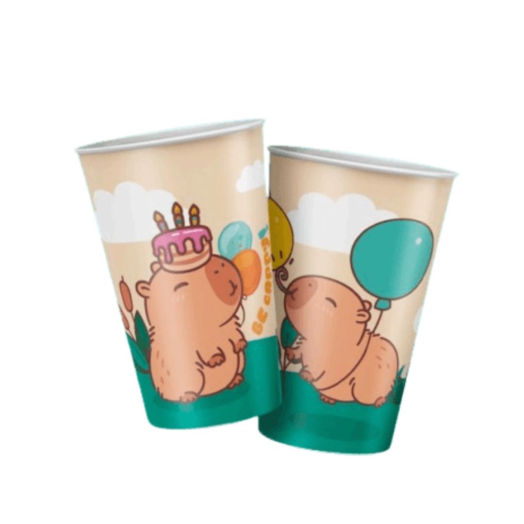 8 COPO PAPEL FESTA CAPIVARA 180ML REGINA FOTO - Chocobraz Embalagens