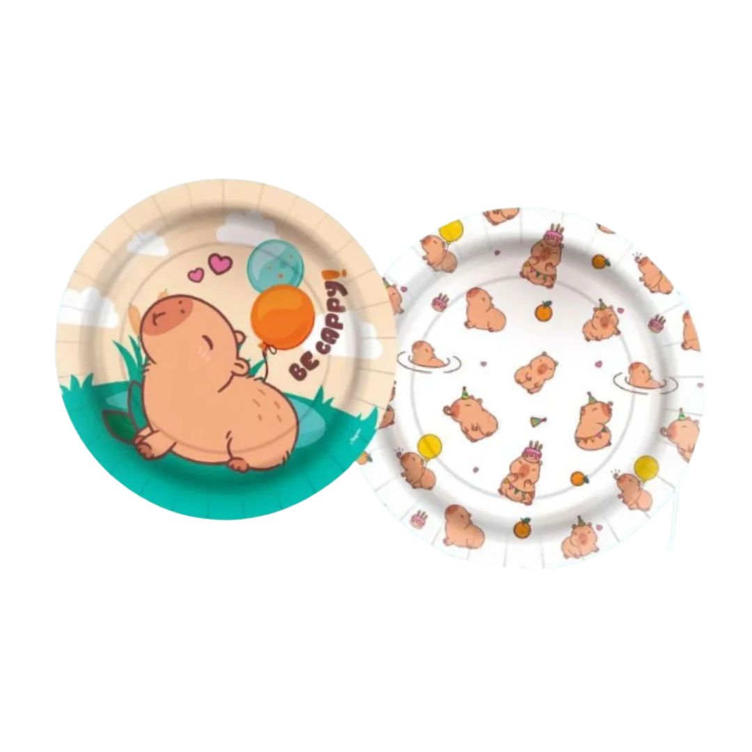 KIT FESTA CAPIVARA 16 PRATOS + 16 COPOS DESCARTÁVEL 180 ML PAPEL ...