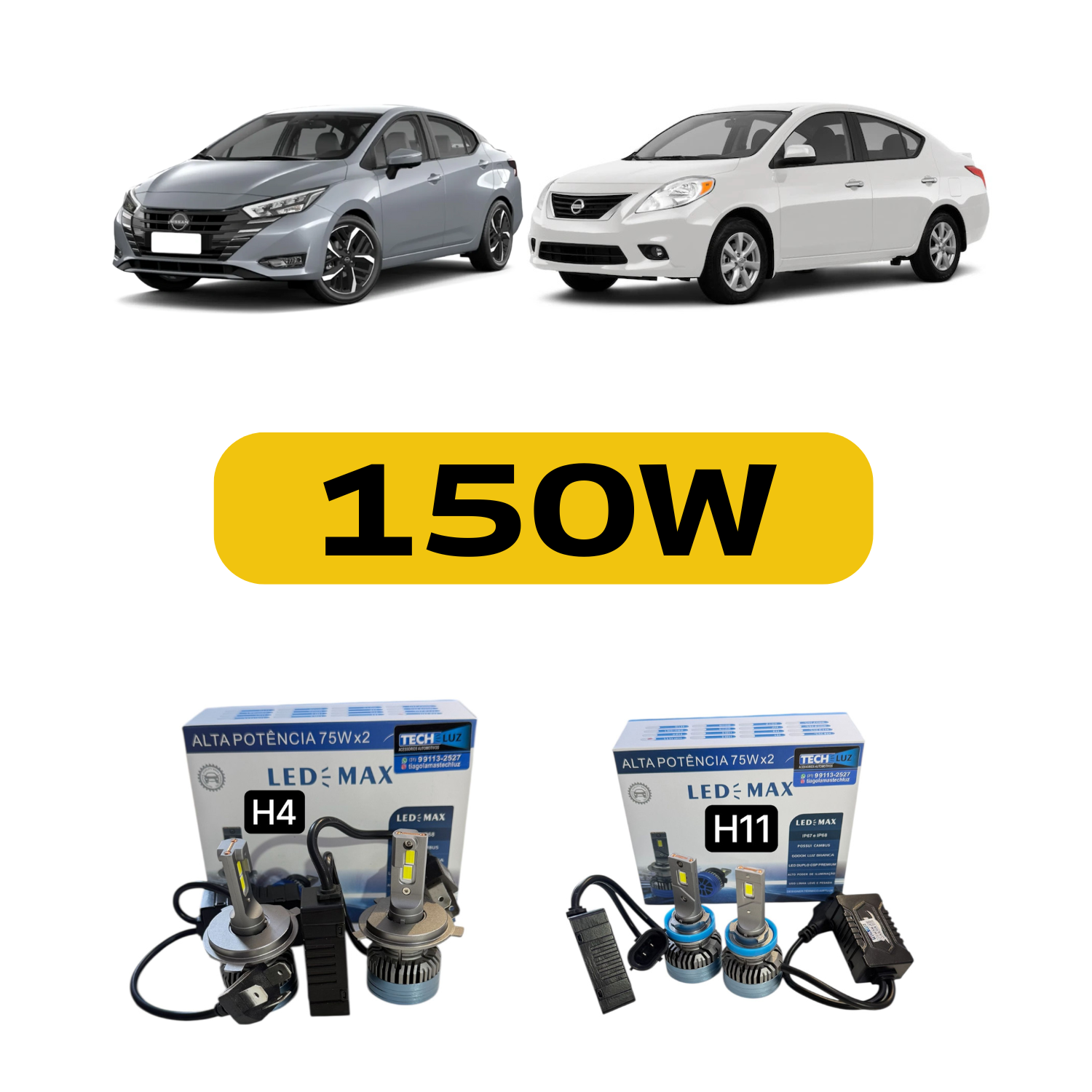 Kit Farol LED Nissan Versa (2013-2024) - Super Potência TechLuz ...