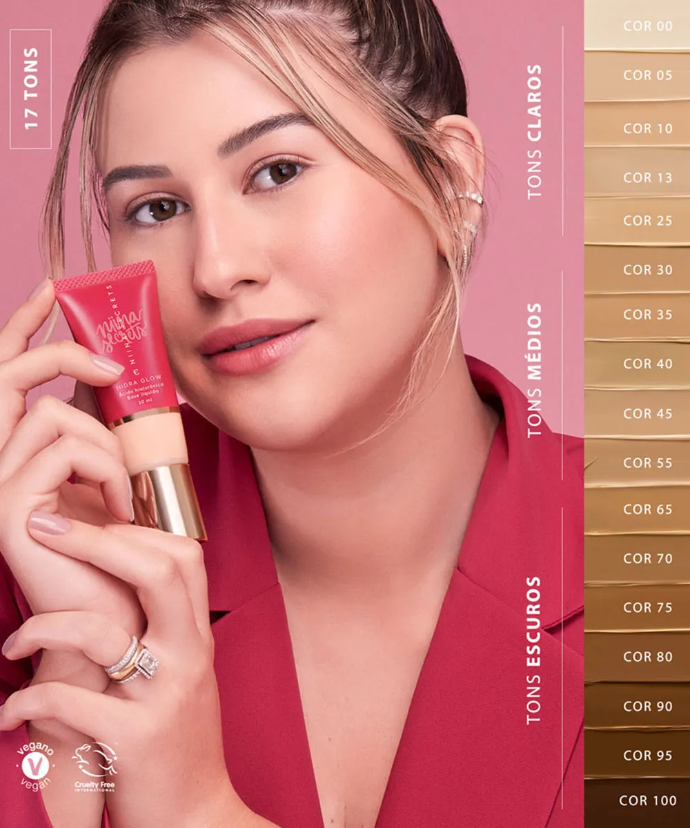 BASE LIQUIDA HIDRA GLOW NINA SECRETS 30ml - LOJA ROSA