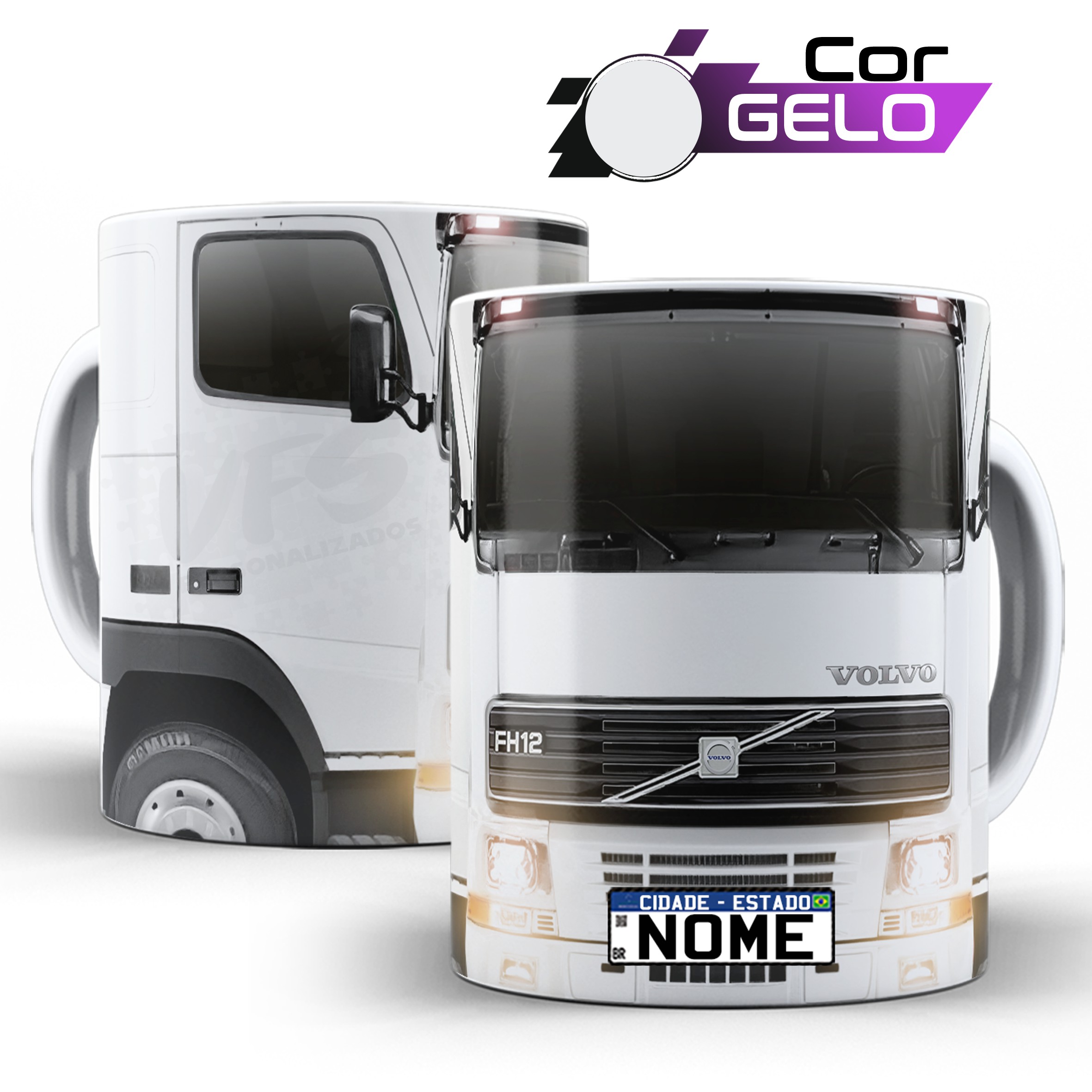 Caneca caminhoneiro personalizada caminhão Volvo Fh12 - Vfs Personalizados