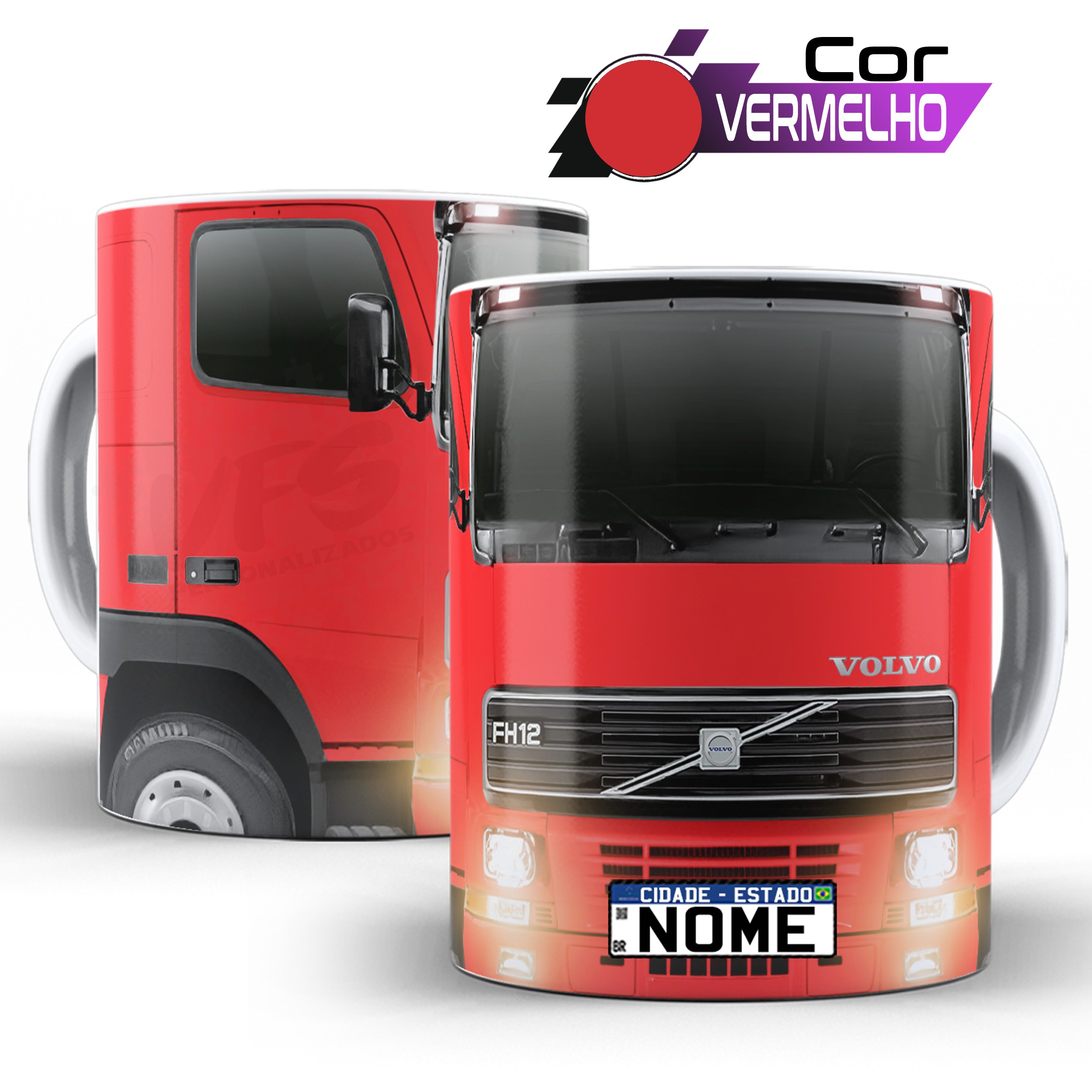 Caneca caminhoneiro personalizada caminhão Volvo Fh12 - Vfs Personalizados