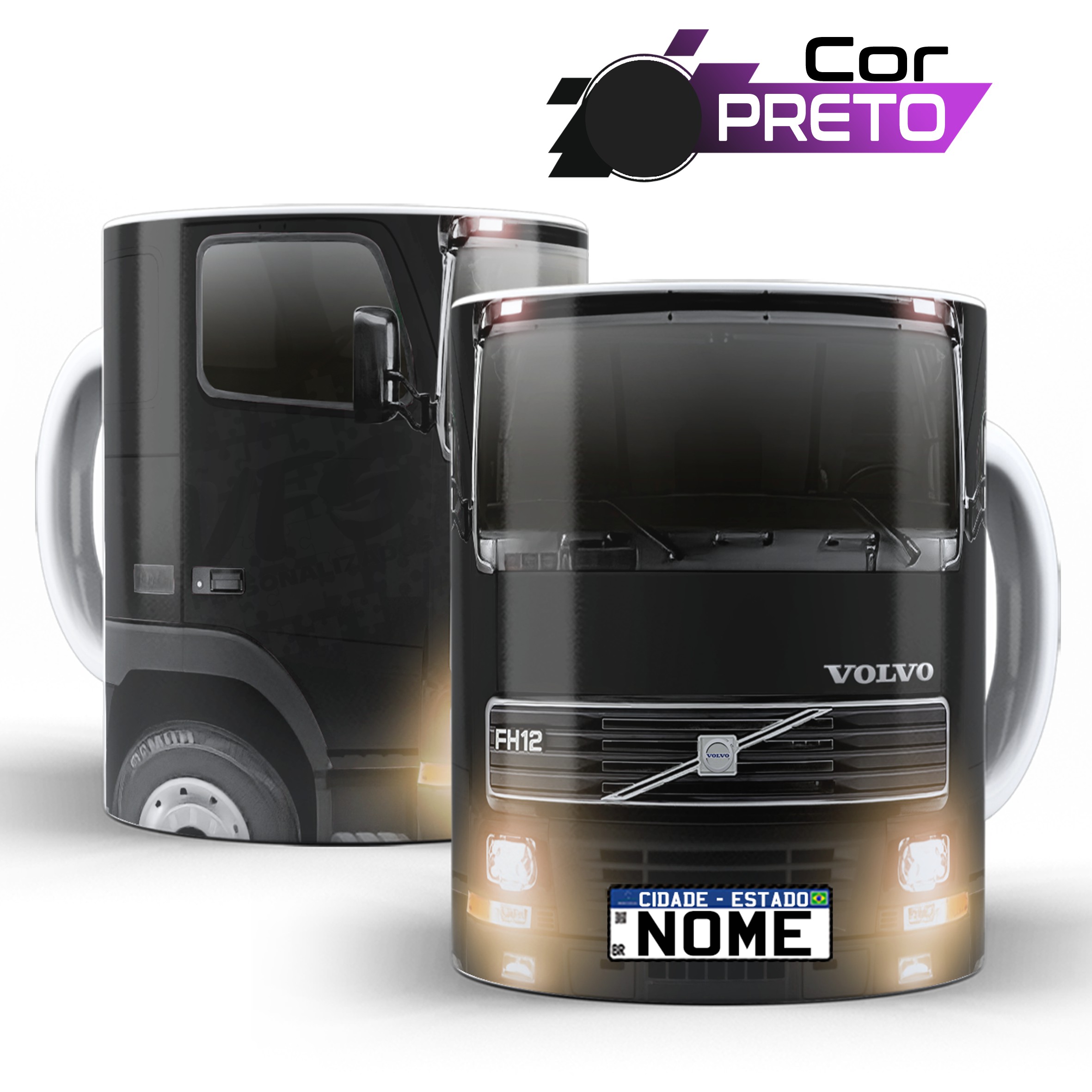 Caneca caminhoneiro personalizada caminhão Volvo Fh12 - Vfs Personalizados