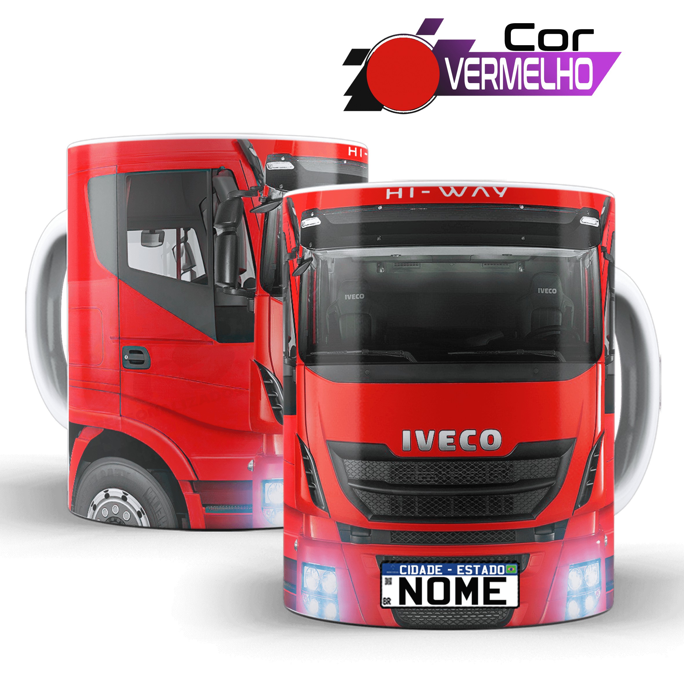 Caneca caminhoneiro personalizada caminhão Iveco Hi Way - Vfs Personalizados