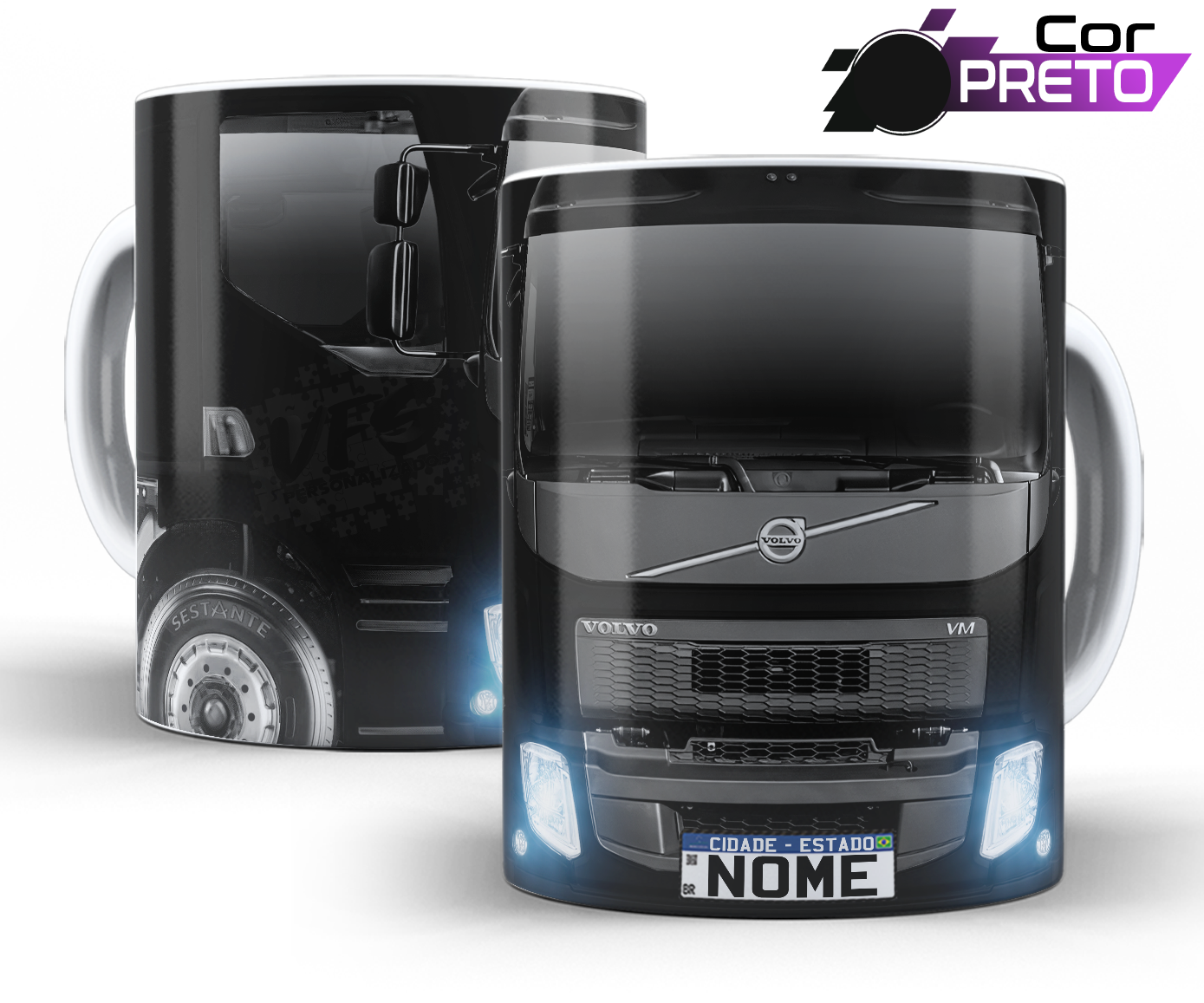 Caneca caminhoneiro personalizada caminhão volvo vm - Vfs Personalizados
