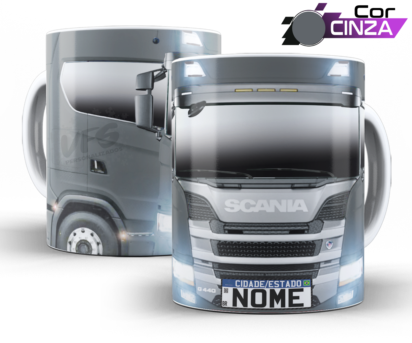 Caneca caminhoneiro personalizada caminhão Scania G440 - Vfs Personalizados