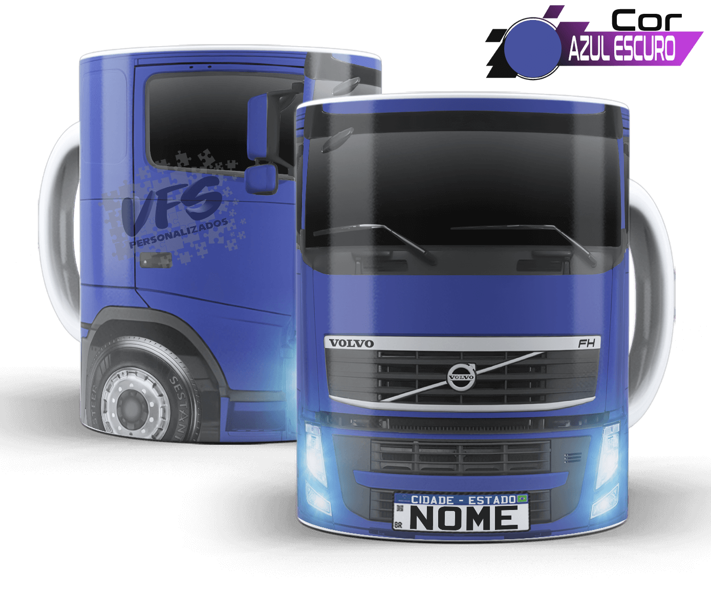 Caneca caminhoneiro personalizada caminhão Volvo Fh - Vfs Personalizados