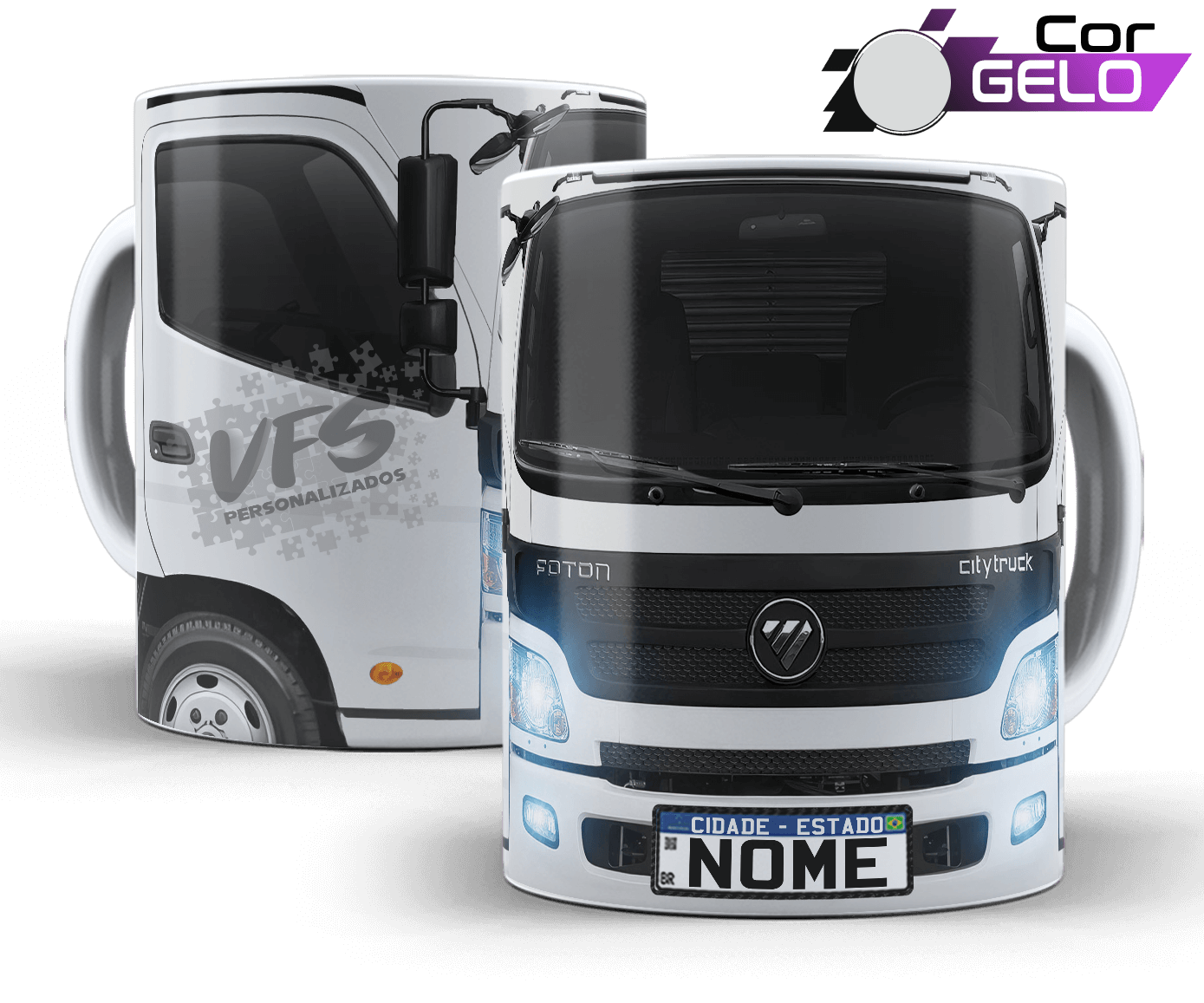 Caneca caminhoneiro personalizada caminhão Foton CityTruck - Vfs Personalizados