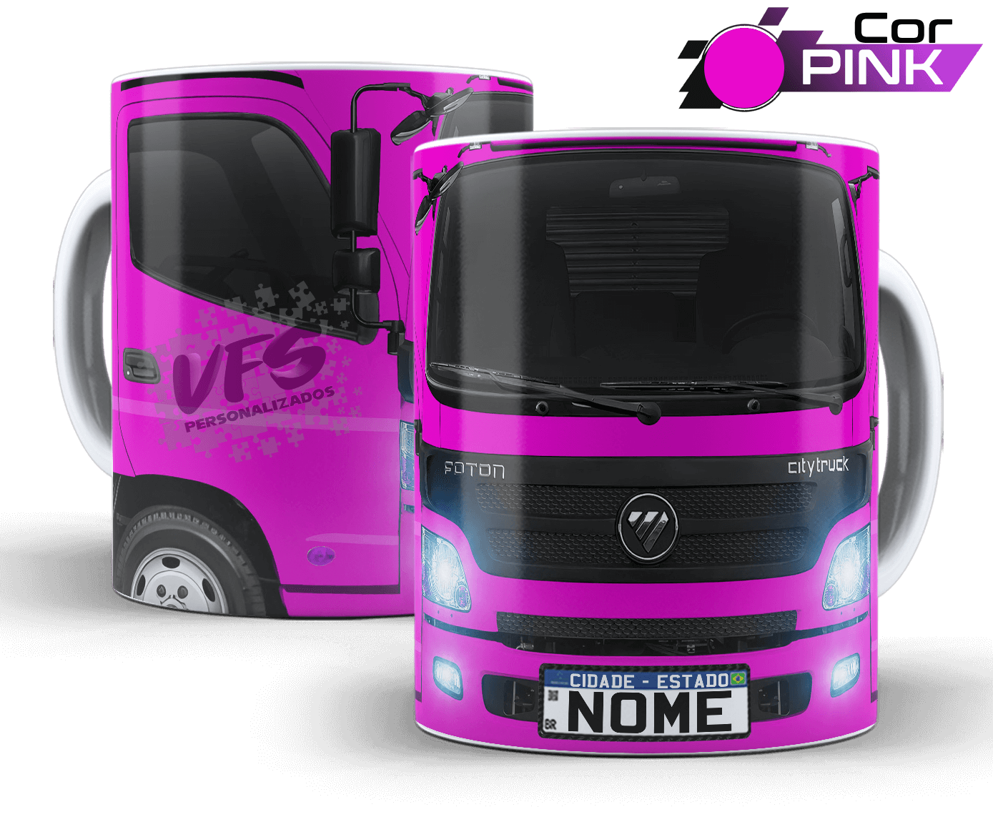 Caneca caminhoneiro personalizada caminhão Foton CityTruck - Vfs Personalizados