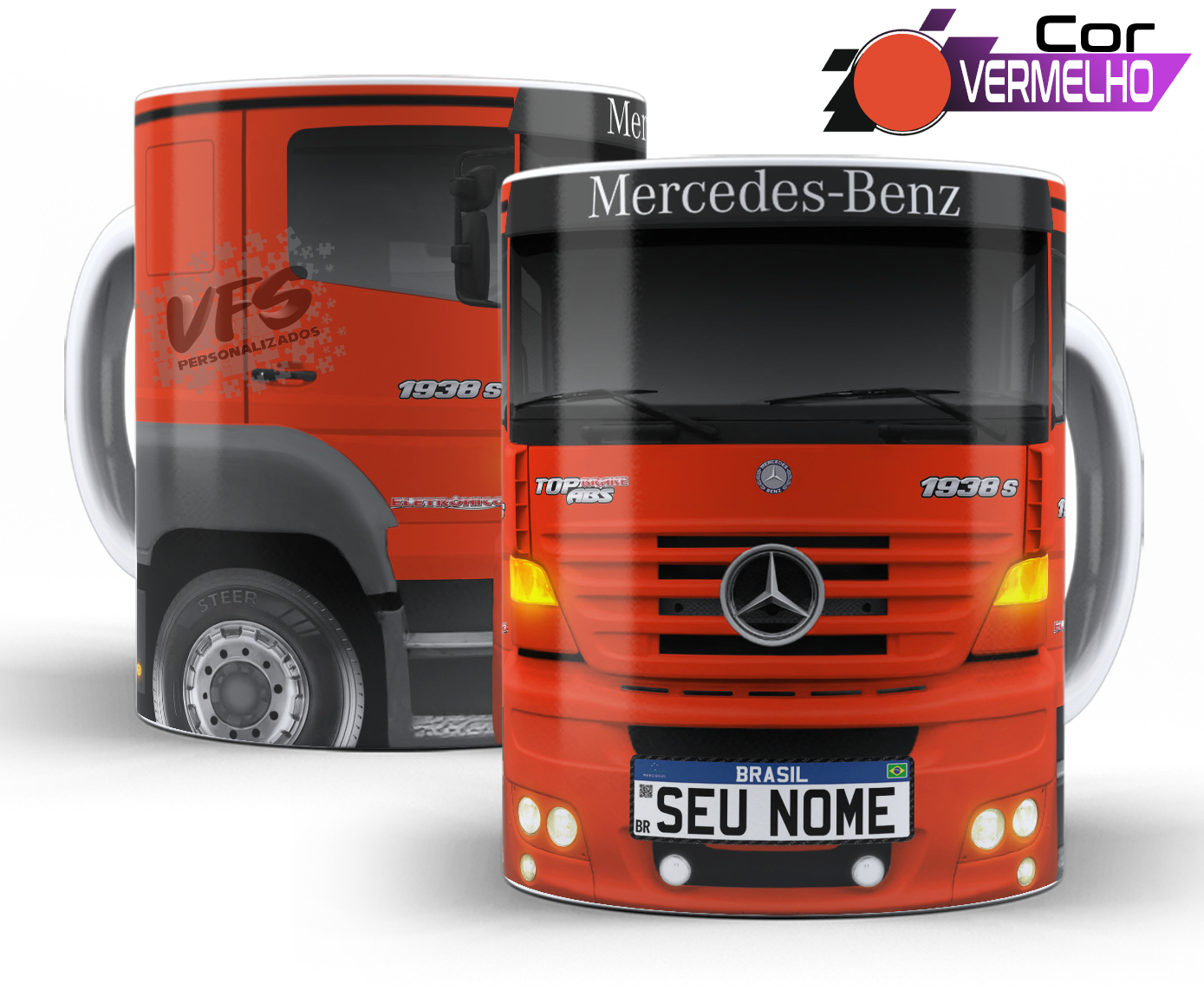Caneca caminhoneiro personalizada caminhão mercedes benz 1938s 1944s ...