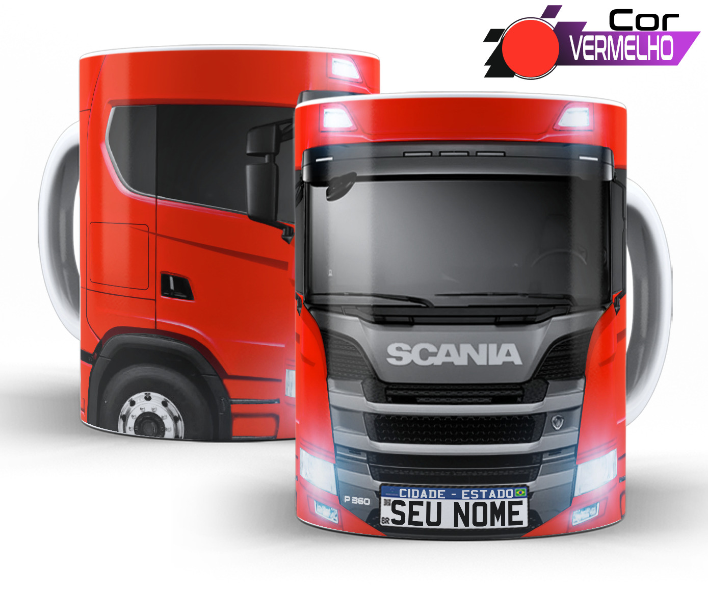 Caneca caminhoneiro personalizada caminhão Scania P360 - Vfs Personalizados