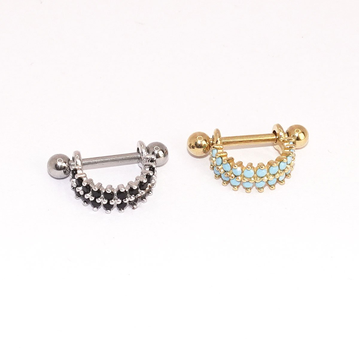 Piercing Argola Helix Folheado Dupla Navetes - Escola do Piercing