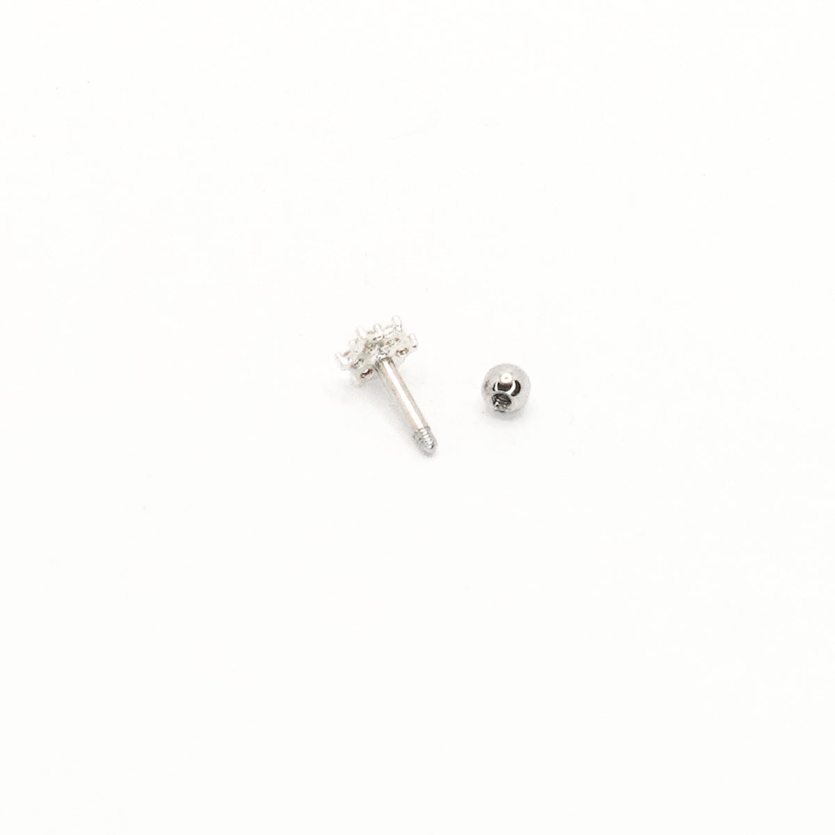 Piercing Microbell em Prata 925 Flor Cheia - Escola do Piercing