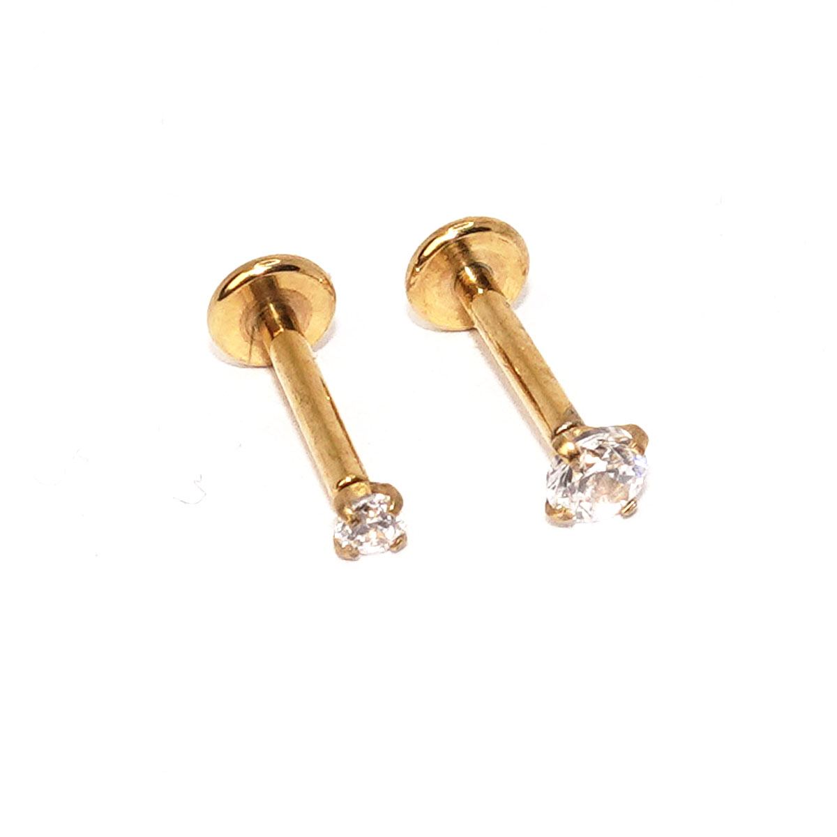 Piercing Labret Plug em Aço PVD Dourado - Escola do Piercing