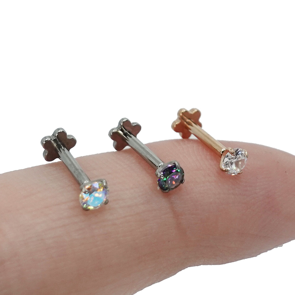 Piercing Labret Ponto De Luz em Titânio Plug - Escola do Piercing