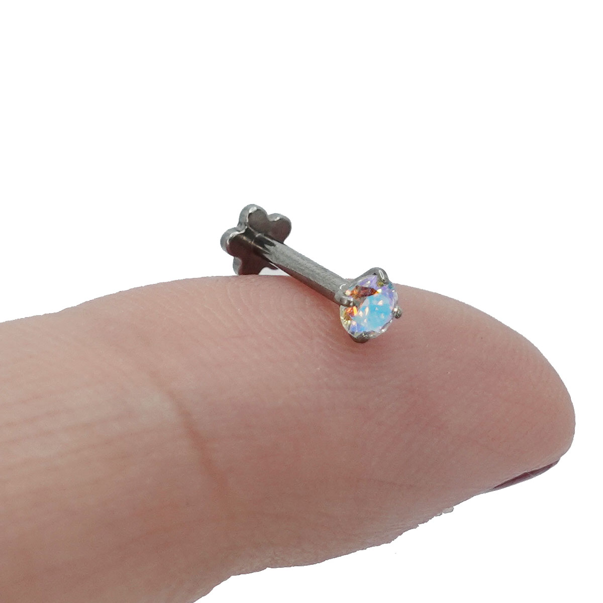 Piercing Labret Ponto De Luz em Titânio Plug - Escola do Piercing