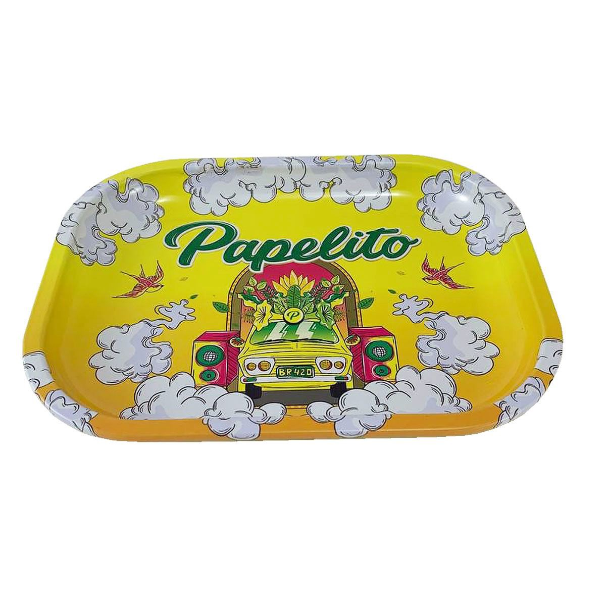 Bandeja De Metal Papelito Grande Amarela 34 Cm - MNunes Distribuição
