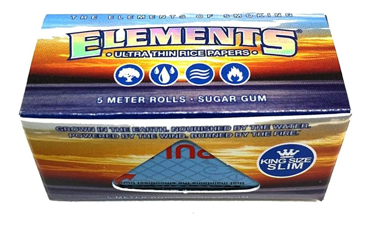 Caixa Seda Elements Azul Rolo King Size Slim Original 5 Mts 24 Livreto ...