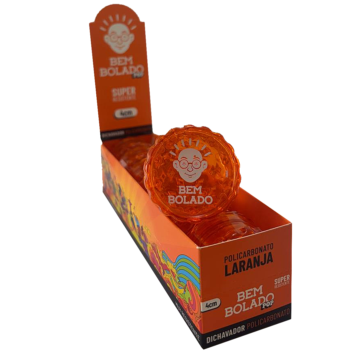 Caixa De Dichavador Bem Bolado Triturador Policarbonato Laranja 4cm ...