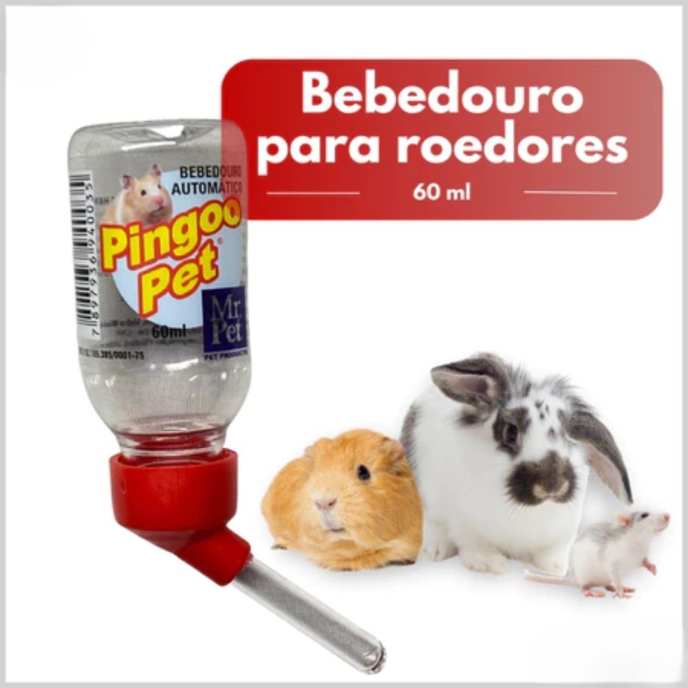 Bebedouro Hamster Pingoo Pet Bico Vidro 60ml - Praticidade - Empire Pet