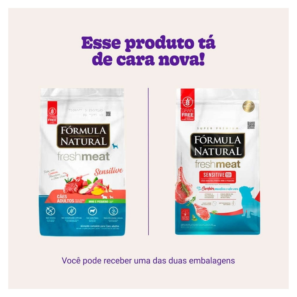 Ração Fórmula Natural Fresh Meat Sensitive Cão Adulto Mini Cordeiro 1kg ...