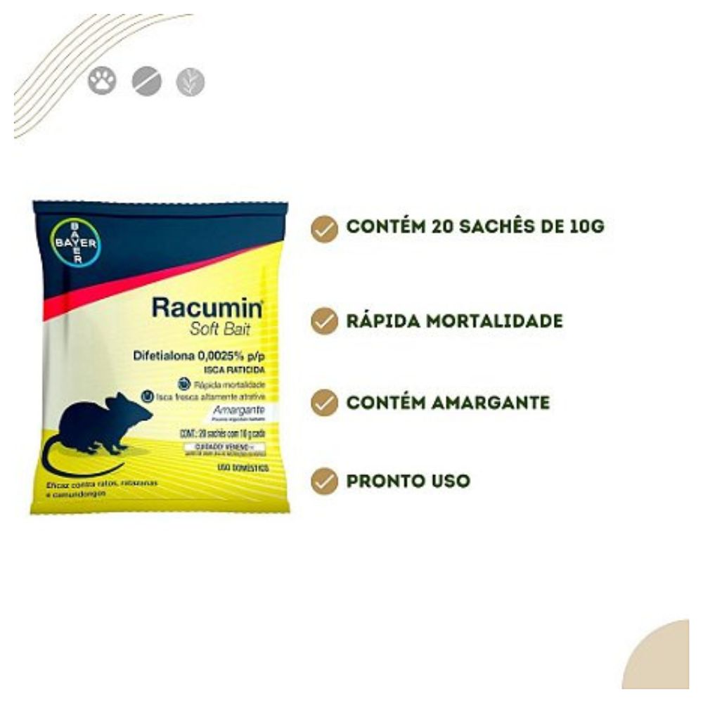 Raticida Racumin Soft Bait 200g Isca Eficaz Contra Roedores - Empire Pet