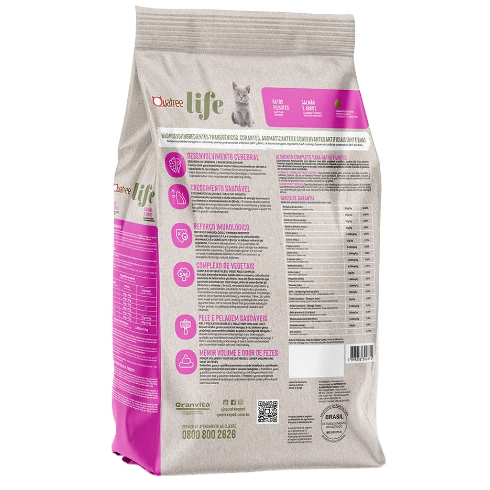 Ração Quatree Life para Gatos Filhotes Salmão e Arroz 10.1kg - Empire Pet