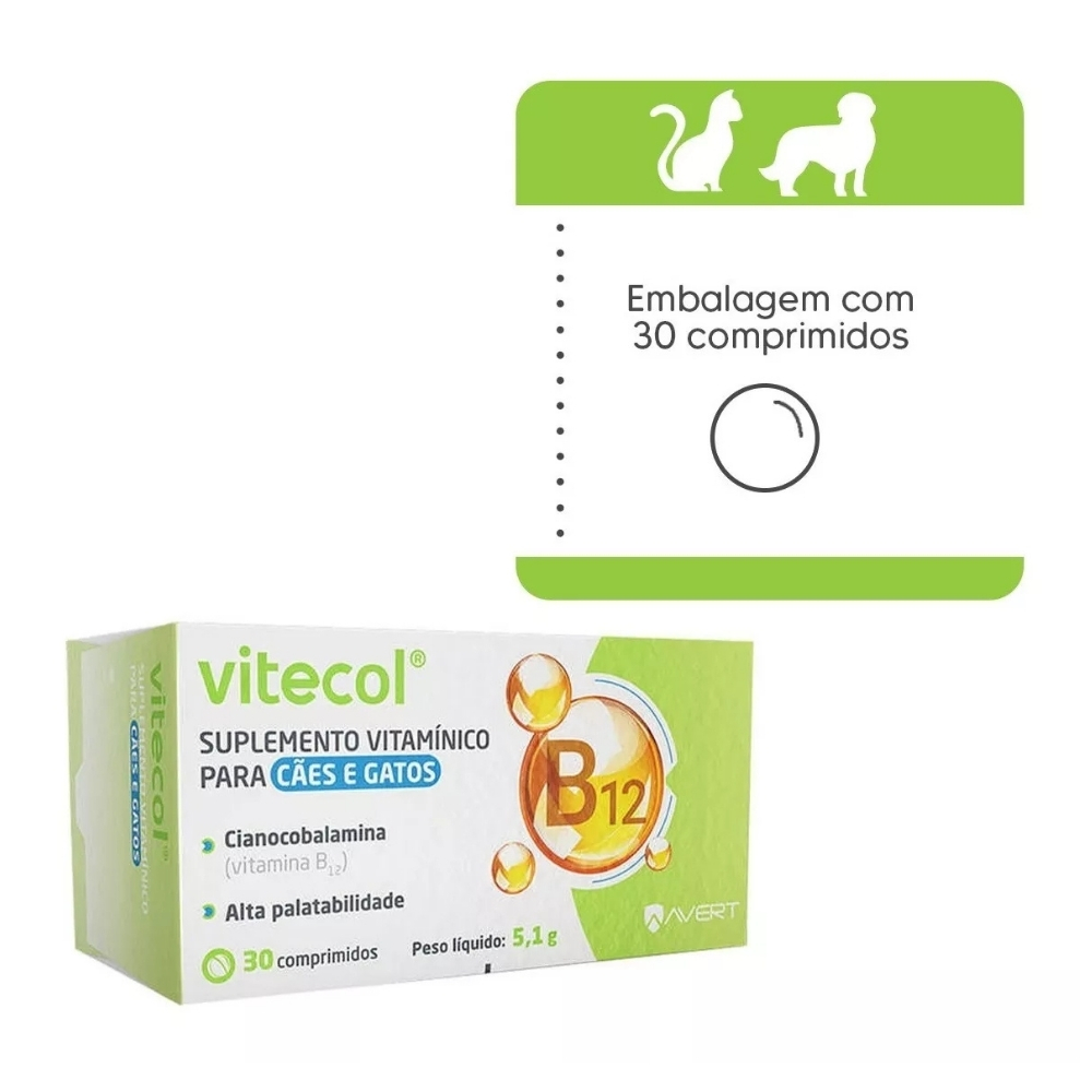 Suplemento Vitamínico para Cães e Gatos Vitecol 30 comprimidos - Empire Pet