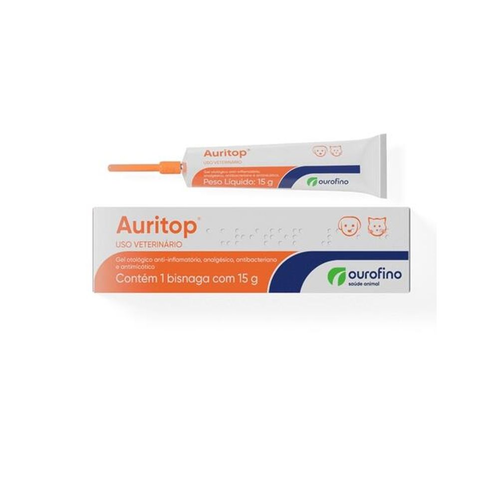Auritop 15g Gel Otológico Saúde de Cães e Gatos Ourofino - Empire Pet