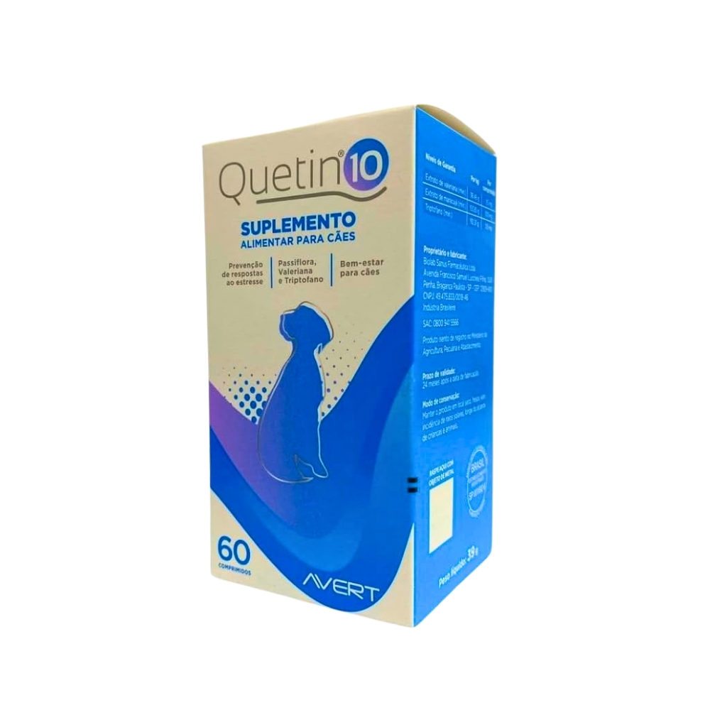 Suplemento Calmante Avert Quetin 10 Para Cães 60 Comprimidos - Empire Pet