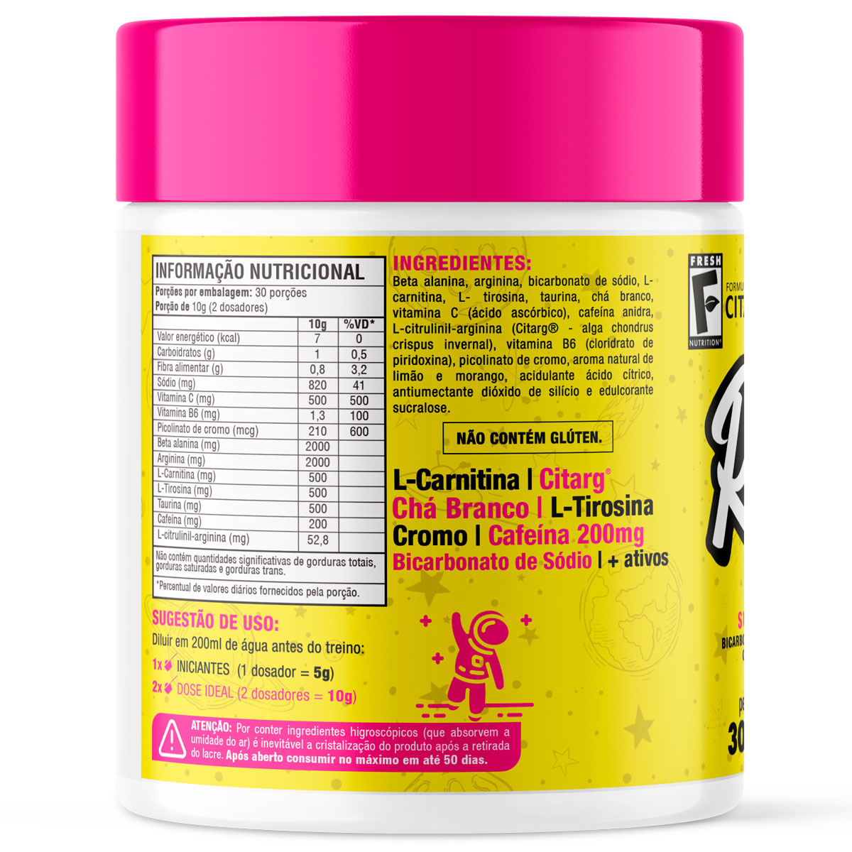 Pré-Treino Rocket Pink Lemonade 300g - Fresh Nutrition