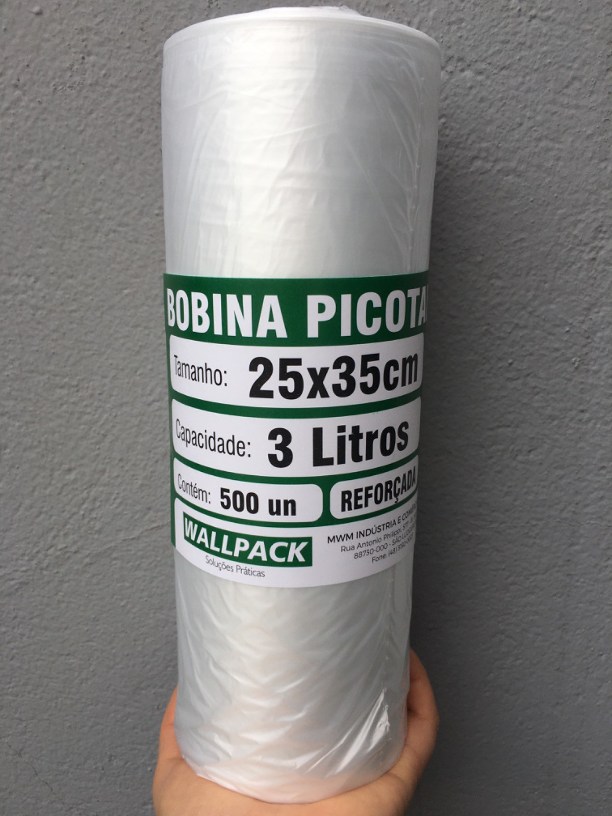 Bobina Plástica Picotada 25x35cm 3L Rolo Com 500 Sacos Reforçada Wallp ...
