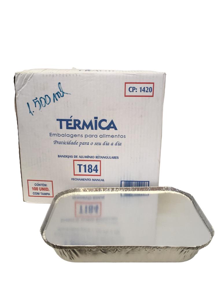 Bandeja de Alumínio Retangular T184 1500ml com Tampa Caixa com 100unid - Apréssia Embalagens e ...