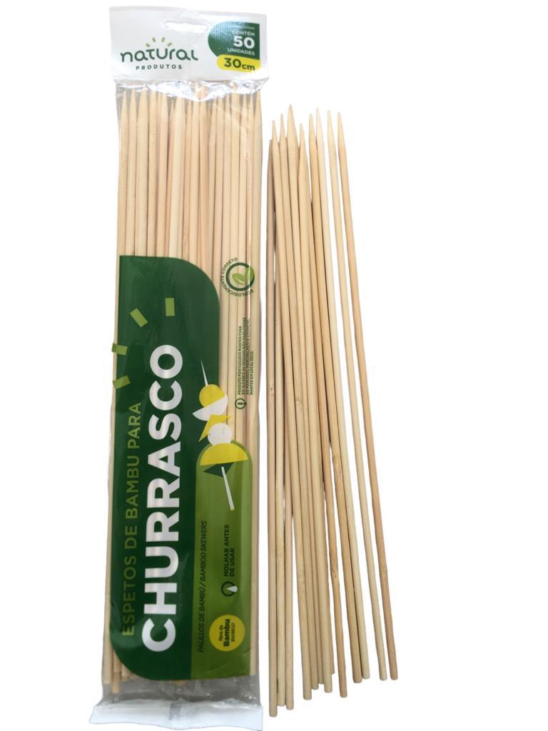 Espeto De Bambu 30cm Pacote Com 50 Espetos Natural - Apréssia ...