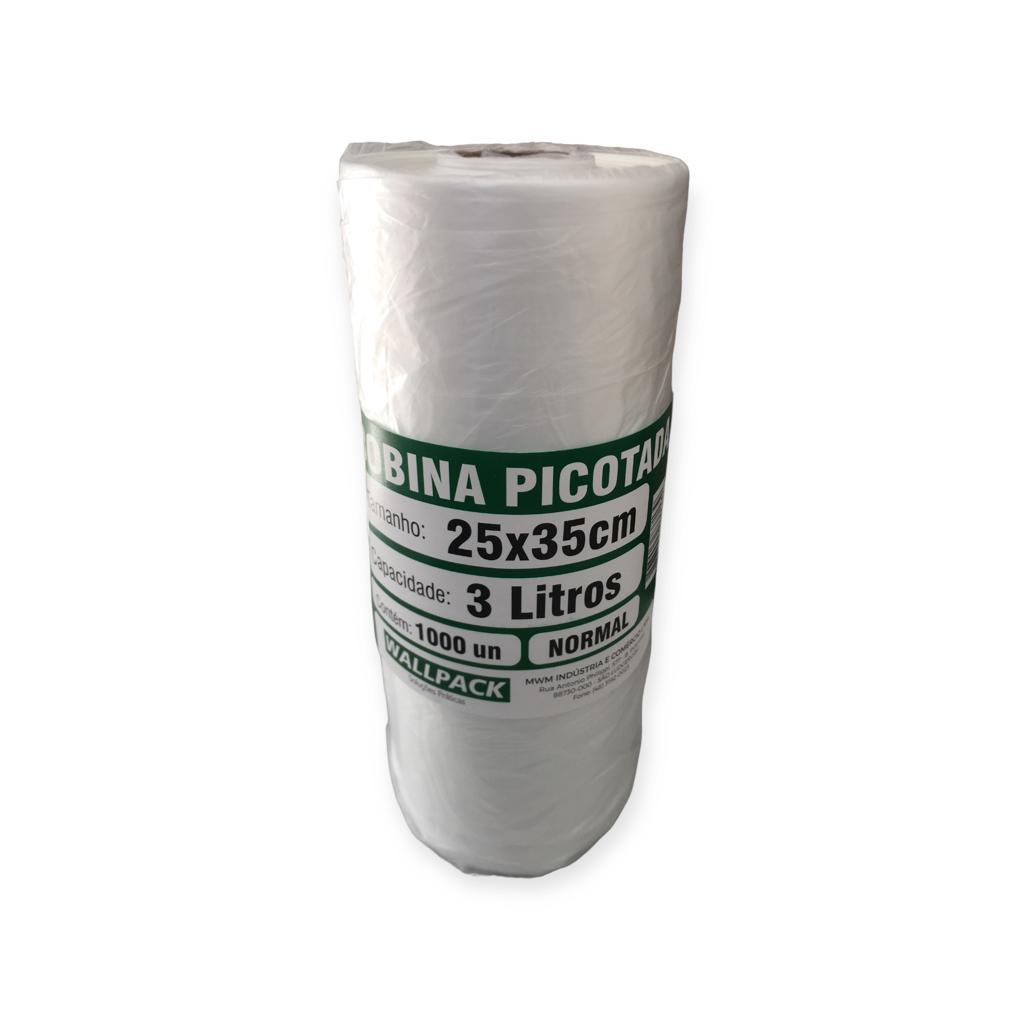 Bobina Plástica Picotada 25x35cm 3litros Rolo Com 1000 Sacos Normal W ...