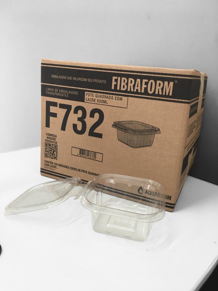 Pote Quadrado F732 Transparente Com Lacre 500ml 14,5x13,5x6cm Pet Caix - Apréssia Embalagens e ...
