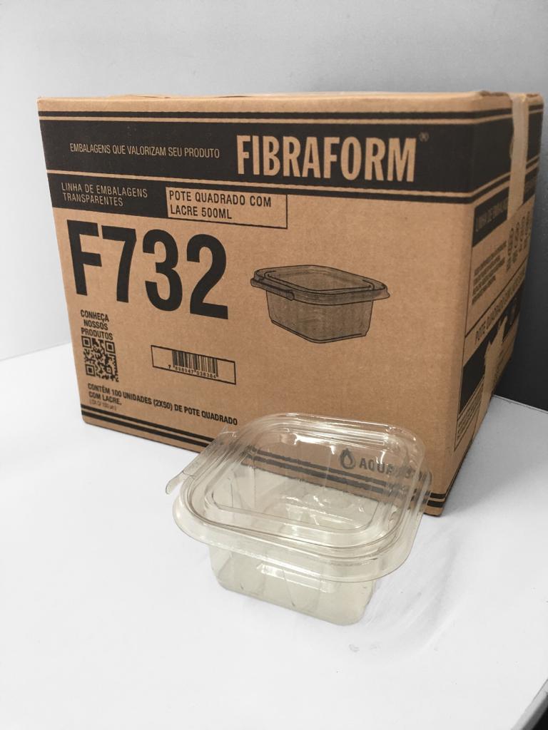Pote Quadrado F732 Transparente Com Lacre 500ml 14,5x13,5x6cm Pet Caix - Apréssia Embalagens e ...