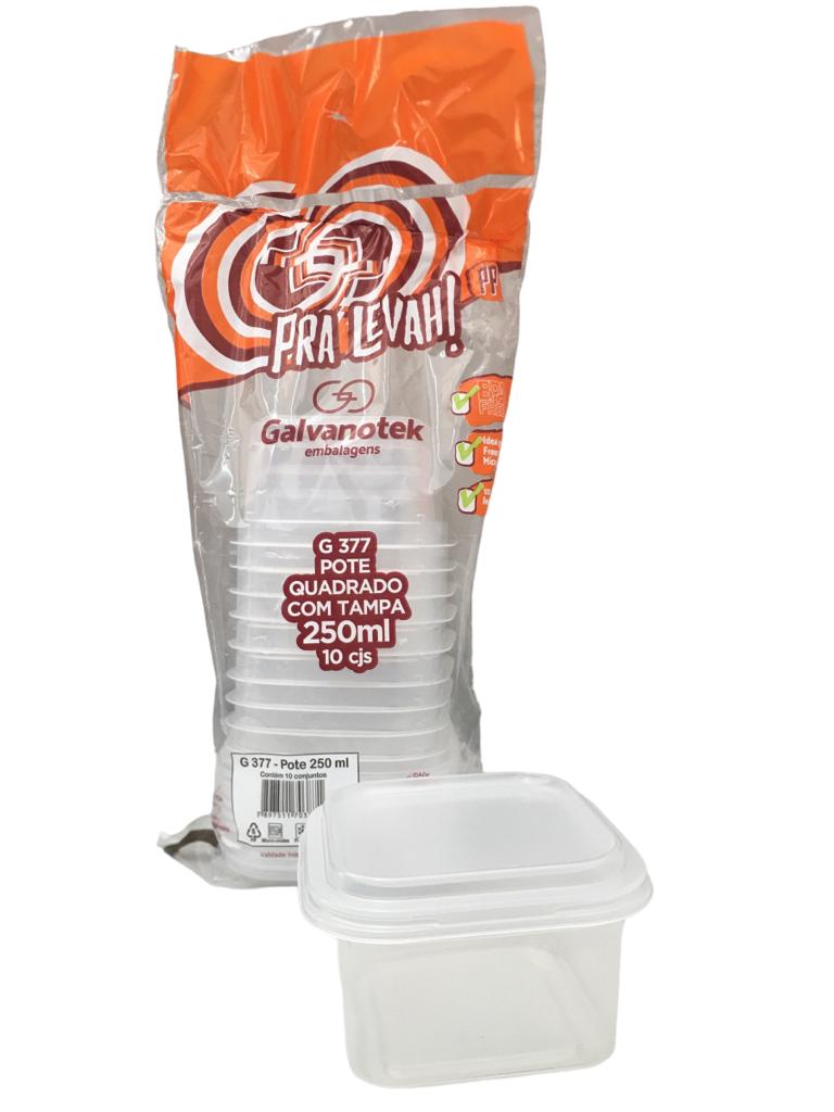 Pote Quadrado G377 Sf 250ml Pp Para Freezer E Microondas Kit Com 10pot ...