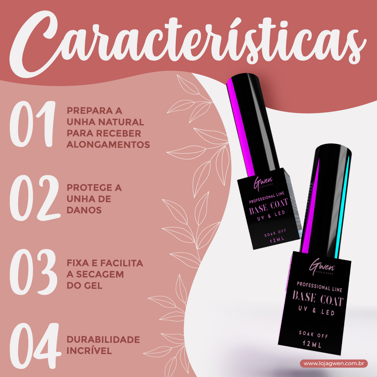 Base Coat Gwen - Kit com 3 Unidades - Gwen