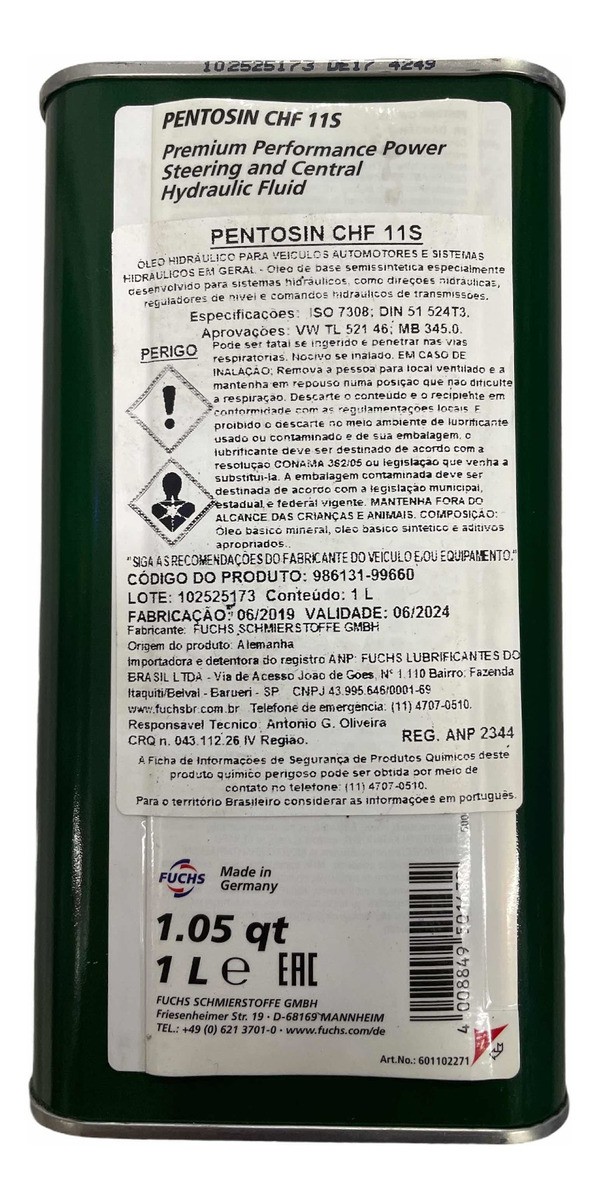 Oleo fluido hidraulico chf11s Chf -11 Titan Fuchs Pentosin - Peças ...