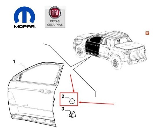 Coxim Ponto Fixa Furo Porta Compass/renegade/toro Fiat Original ...